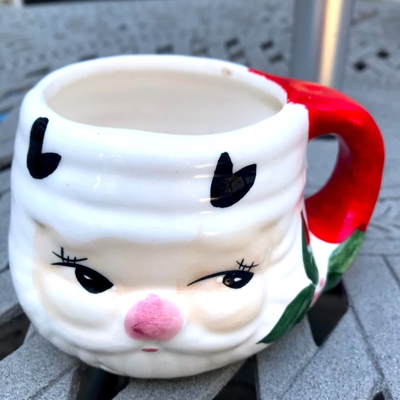Albert E Price | Holiday | Vintage Ceramic Santa Face Mug Pink Nose Red ...